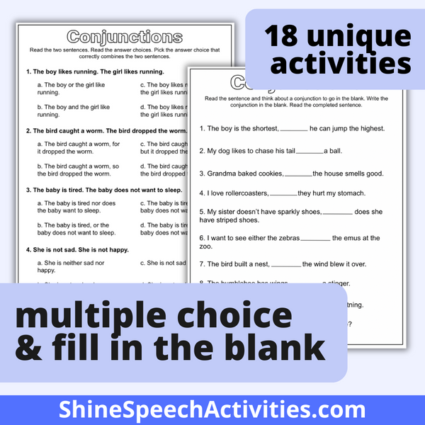 Conjunctions – Shine Speech Activities