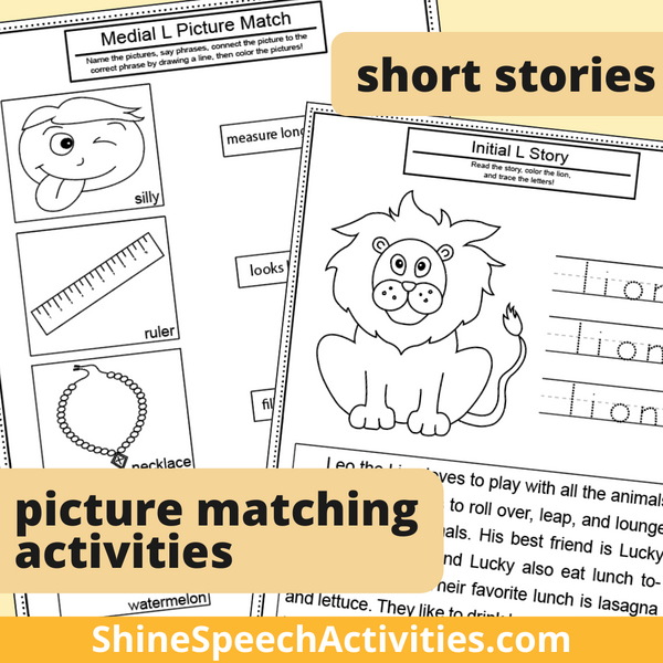 L Articulation Speech Therapy Activities – Shine Speech Activities