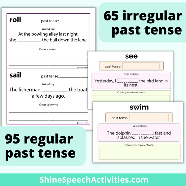 BUNDLE Past Tense Regular & Irregular Verbs – Shine Speech Activities