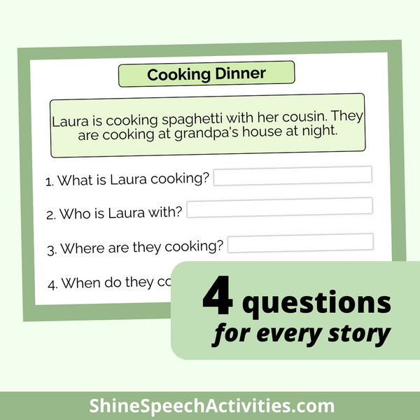 Speech Language Therapy Wh- Questions for Sentences, Auditory ...