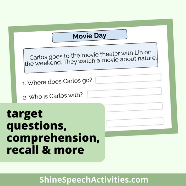 Speech Language Therapy Wh- Questions for Sentences, Auditory ...