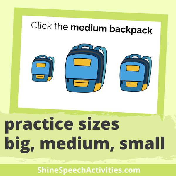 Basic Concepts Big, Medium, Small – Shine Speech Activities