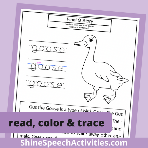 FREE S Articulation Activity – Shine Speech Activities