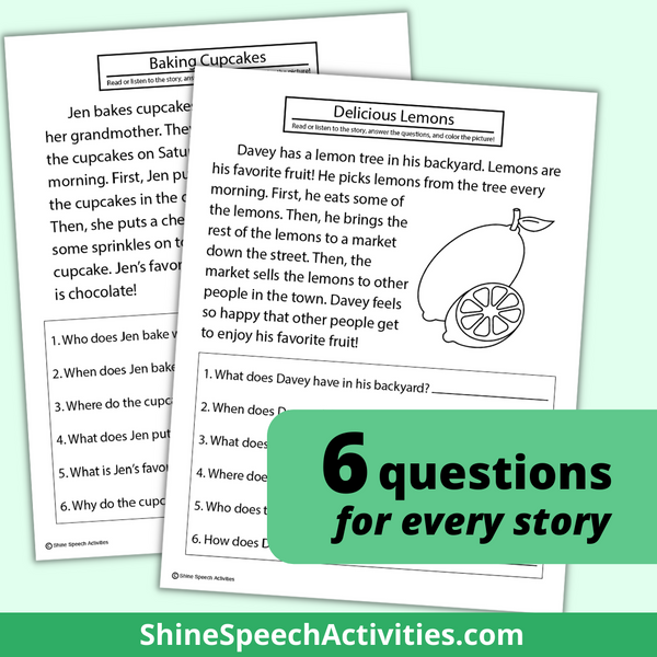 Wh- Questions & Short Stories – Shine Speech Activities