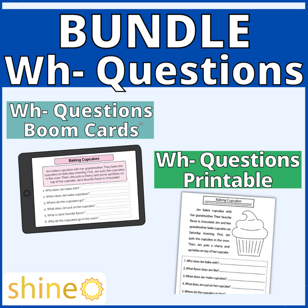 BUNDLE Wh- Questions & Short Stories – Shine Speech Activities