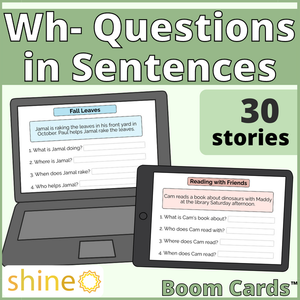 Speech Language Therapy Wh- Questions for Sentences, Auditory ...